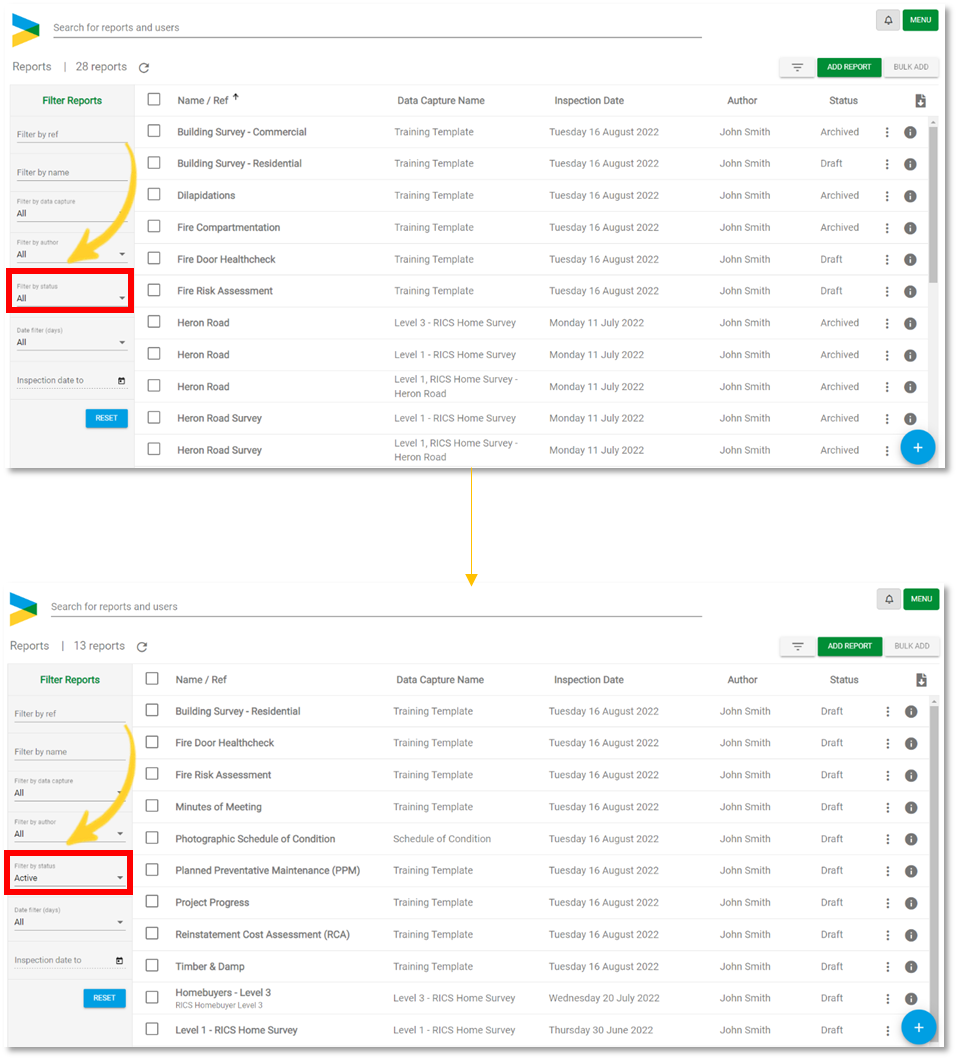 Deleting and Archiving Reports in the Web Portal