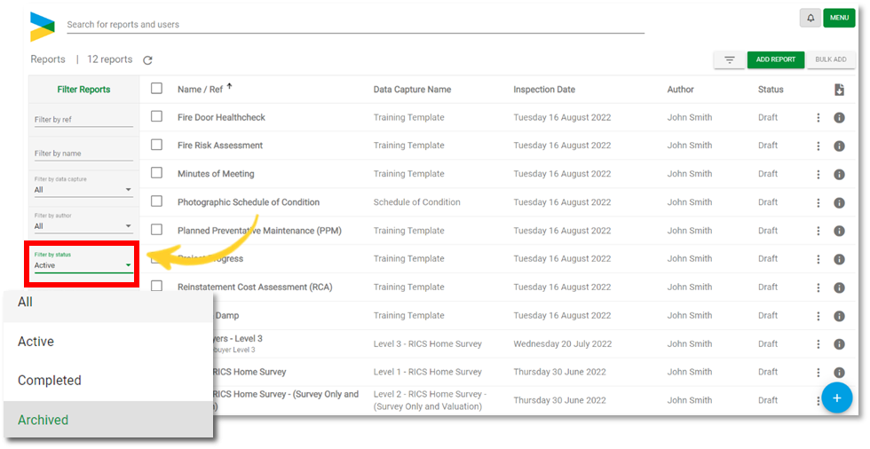 Deleting and Archiving Reports in the Web Portal